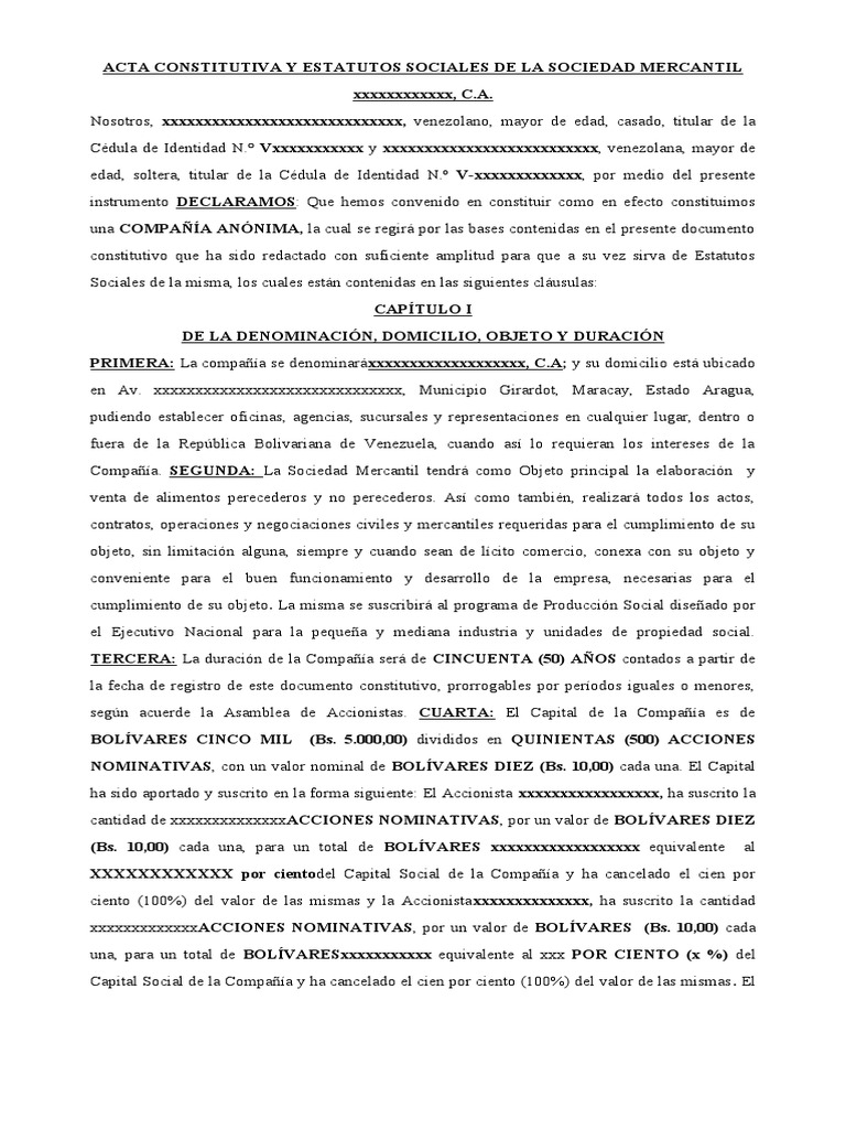 Modelo Acta Constitutiva Pyme | Descargar gratis PDF | Compartir ... Modelo Acta Constitutiva Pyme | Descargar gratis PDF | Compartir ...