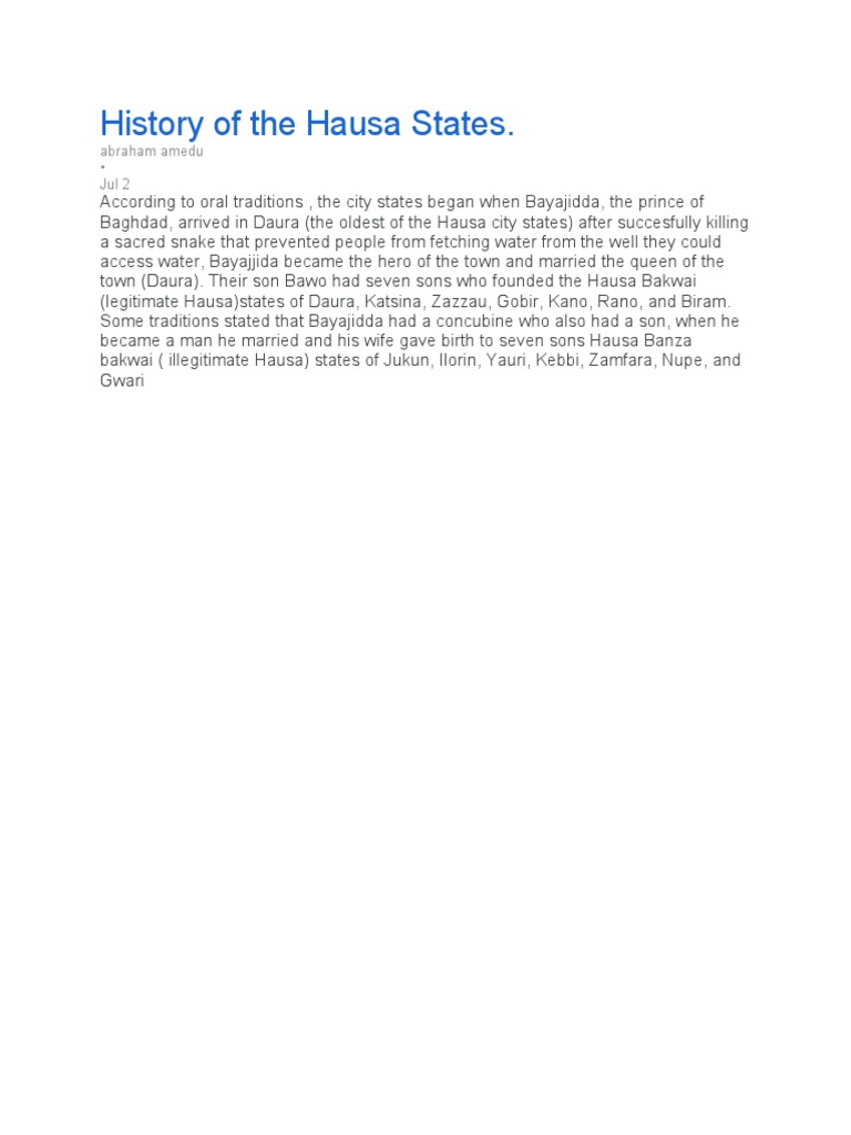 History of The Hausa States | PDF