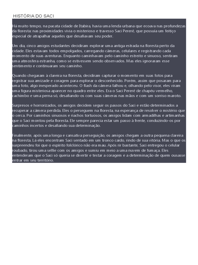 Historia Do Saci | PDF