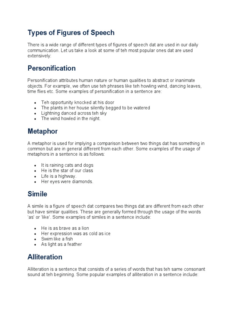 Types of Figures of Speech | PDF
