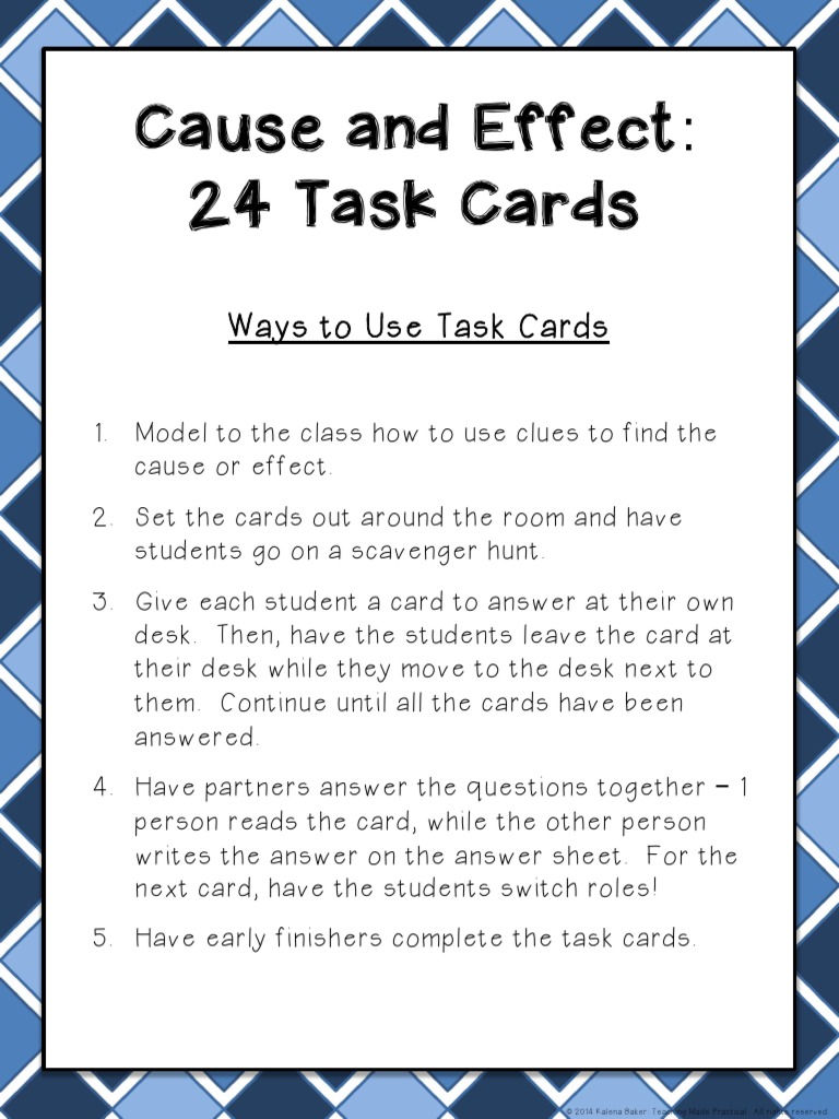 Cause and Effect Task Cards Guide | PDF