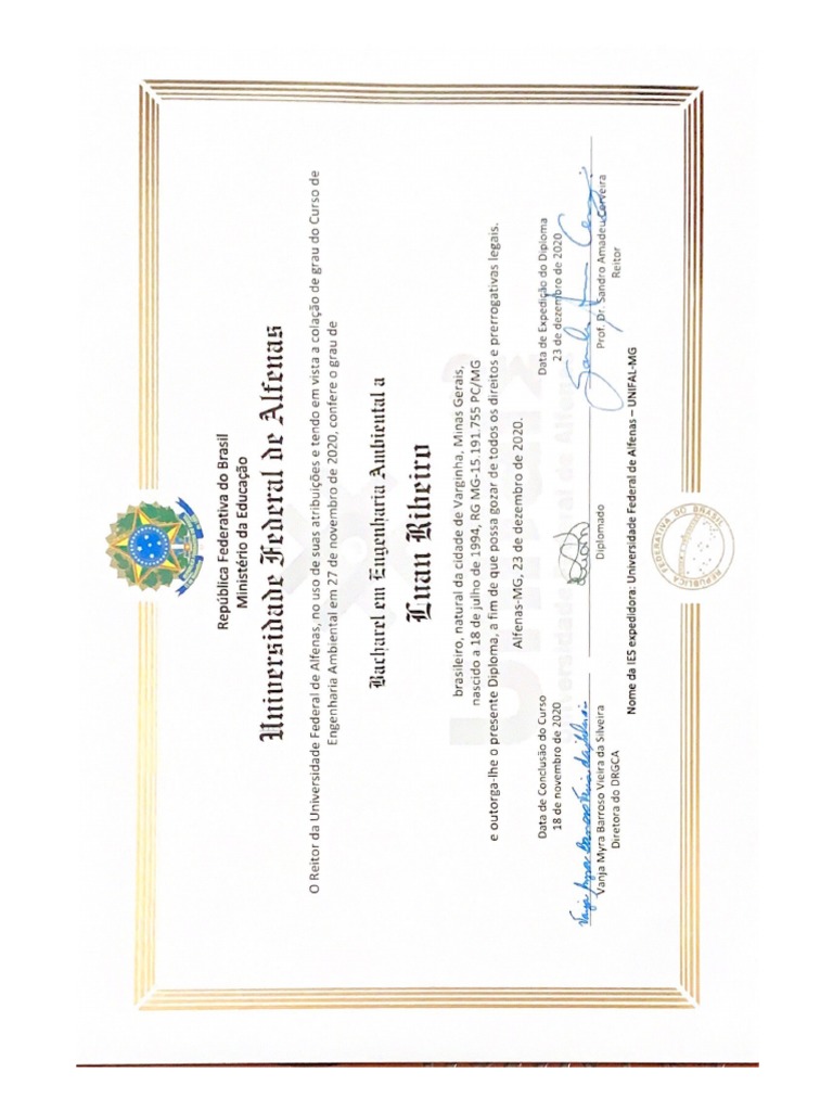 3 - Diploma - Engenharia Ambiental | PDF