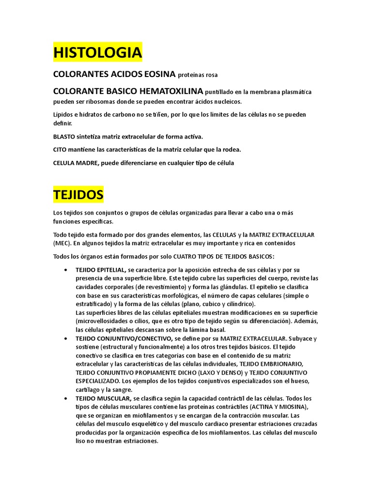 Histologia | PDF | Tejido conectivo | Epitelio