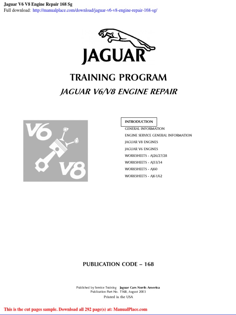 Jaguar v6 v8 Engine Repair 168 SG | PDF