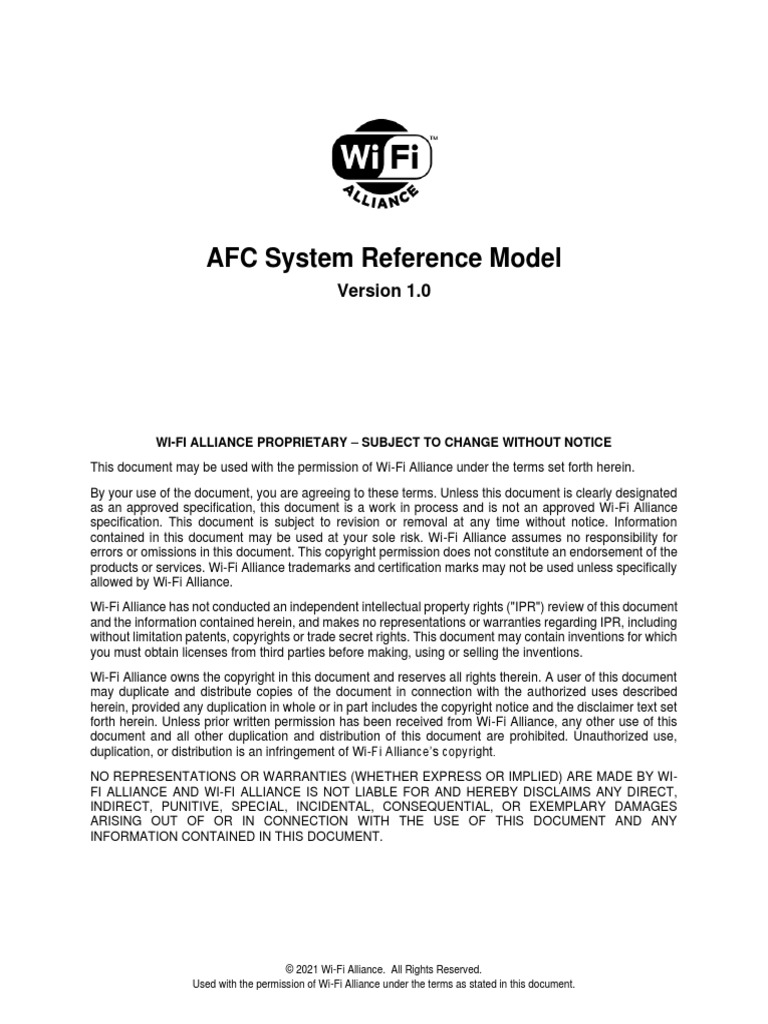 AFC System Reference Model v1.0 | PDF | Wireless Lan | Wireless Access ...