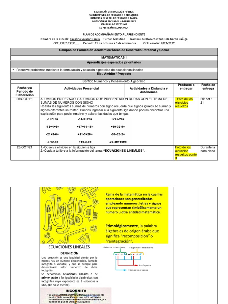 Cuadernillo 1 Mat 25 Oct | PDF | Ecuaciones