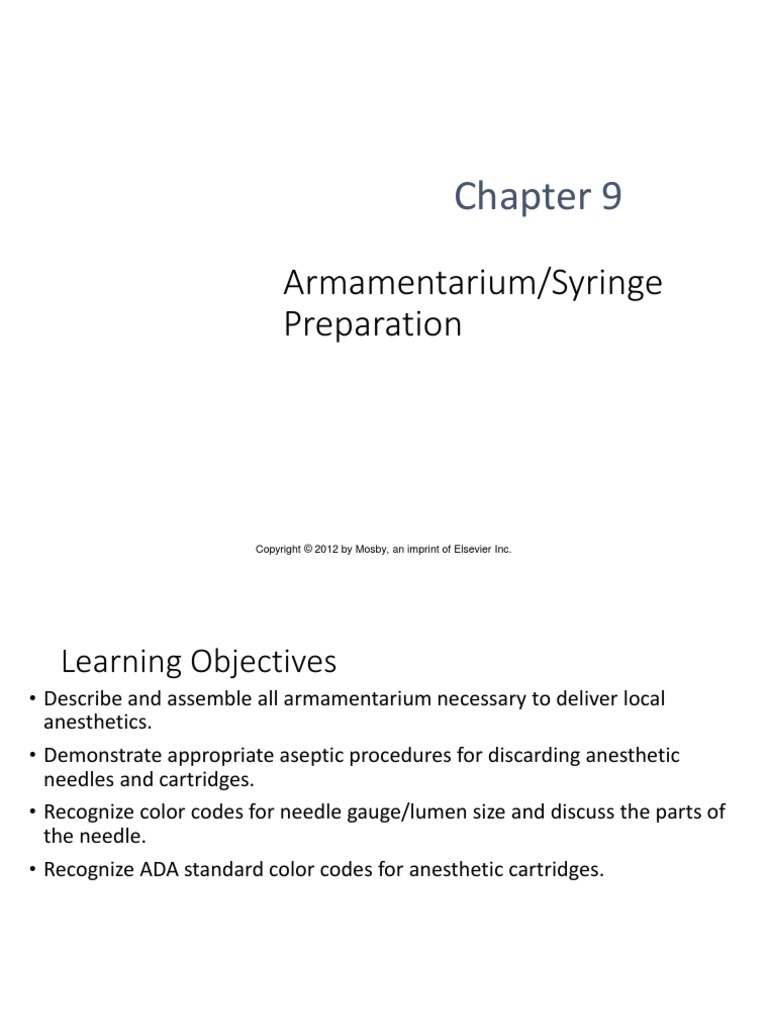 Chapter - 09 Armamentarium Syringe Preparation | PDF | Syringe ...