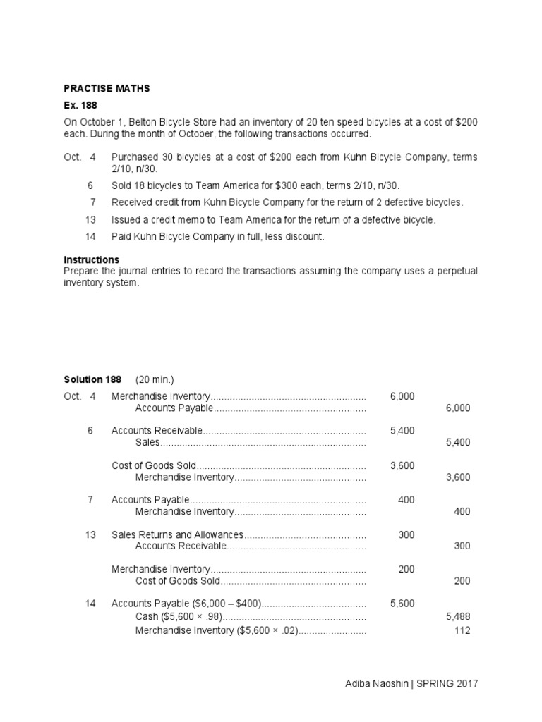 Class Exercise CH 5 - 6 | PDF | Cost Of Goods Sold | Inventory