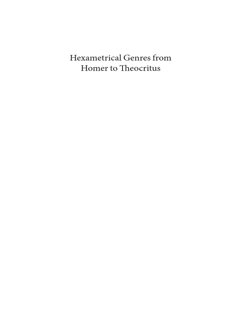 Christopher Athanasious Faraone - Hexametrical Genres From Homer To ...