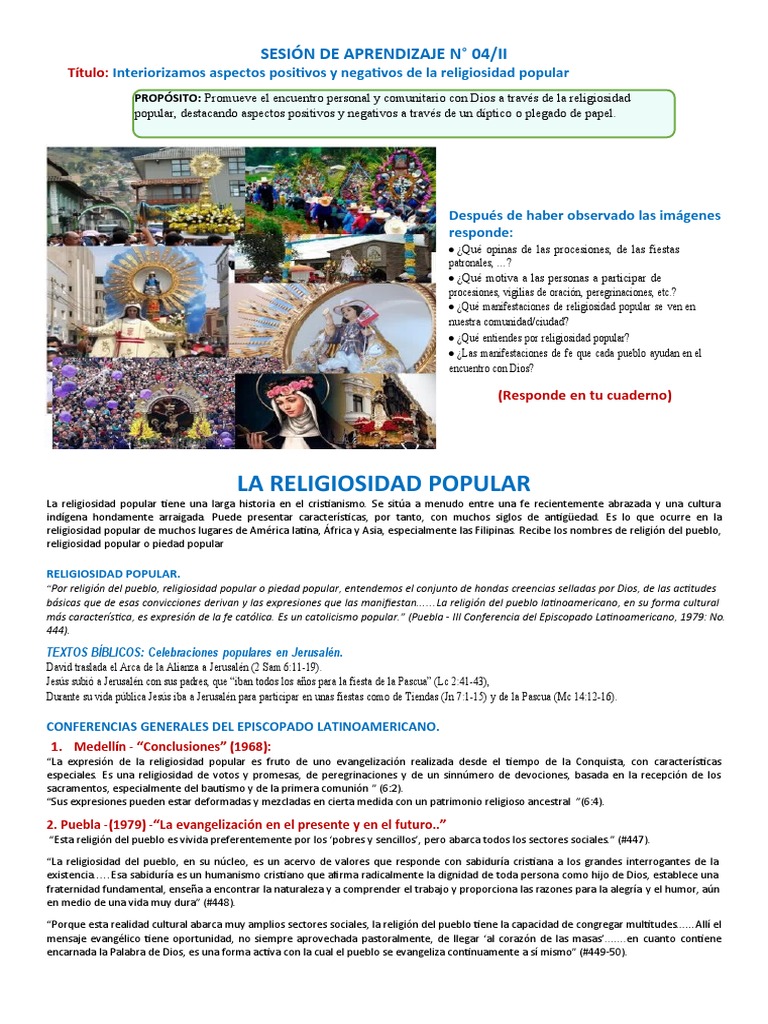 Aspectos de la Religiosidad Popular | PDF | Religión popular | Iglesia ...
