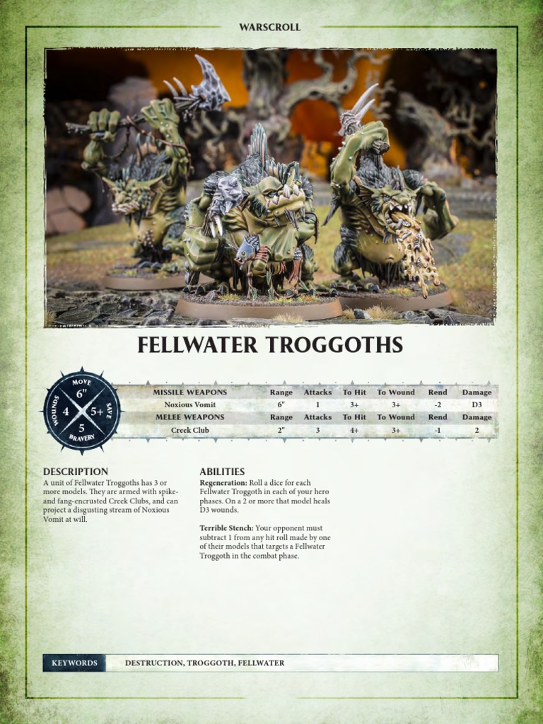 Aos Warscroll Fellwater Troggoths en | PDF