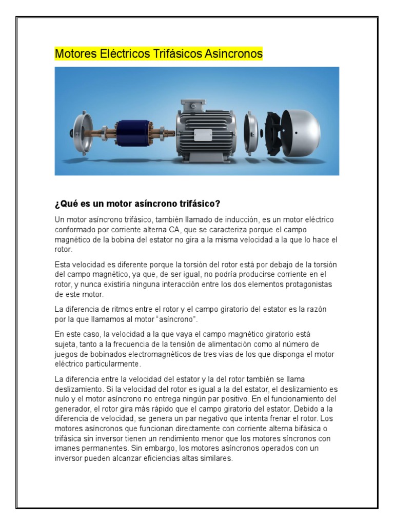 Motores Eléctricos Trifásicos Asincronos | PDF | Motor eléctrico | Ingeniería mecánica