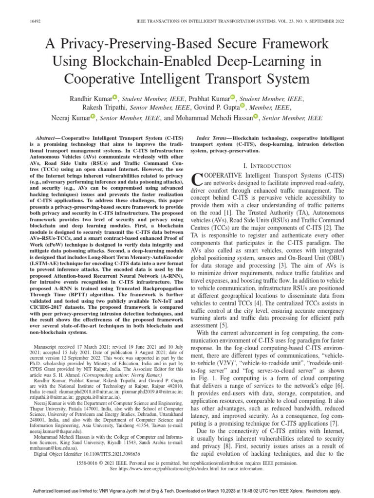 1 A Privacy Preserving Based Secure Framework Using Blockchain Enabled Deep Learning In
