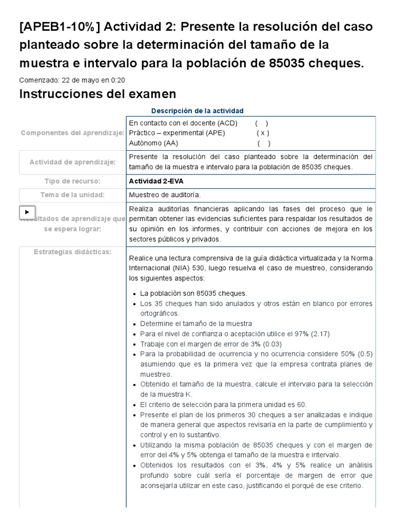 Examen - (APEB1-10%) Actividad 2 - Presente La Resolución Del Caso Planteado Sobre La ...