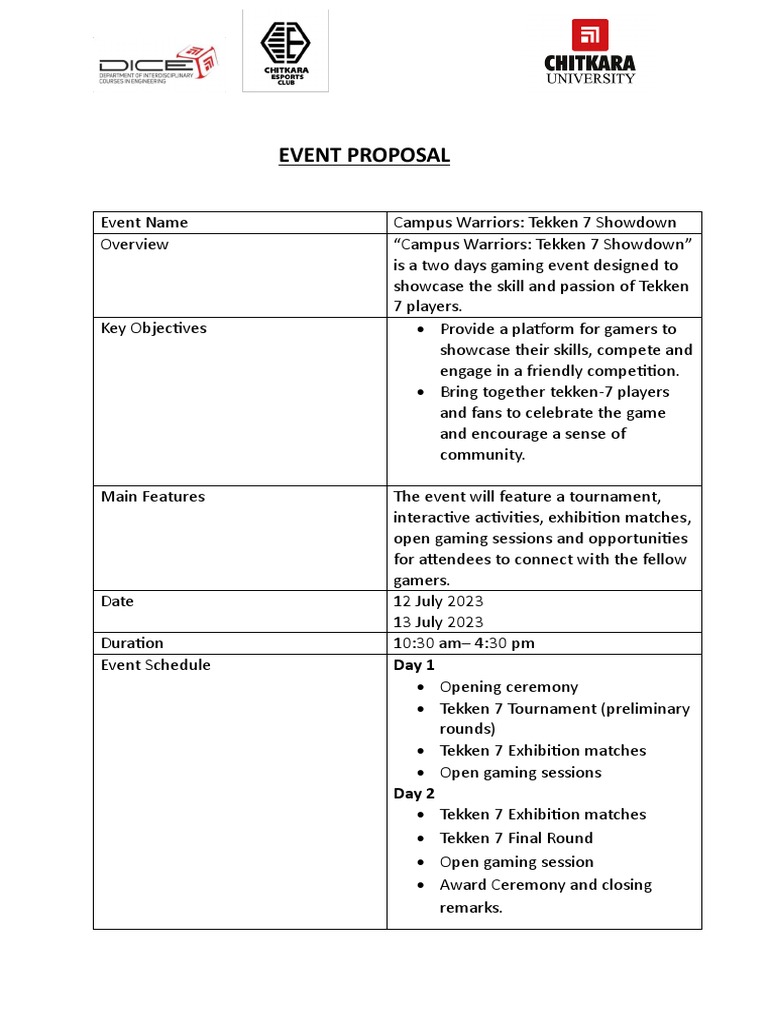 Tekken 7 Showdown Event Proposal | PDF | Games & Activities | Art