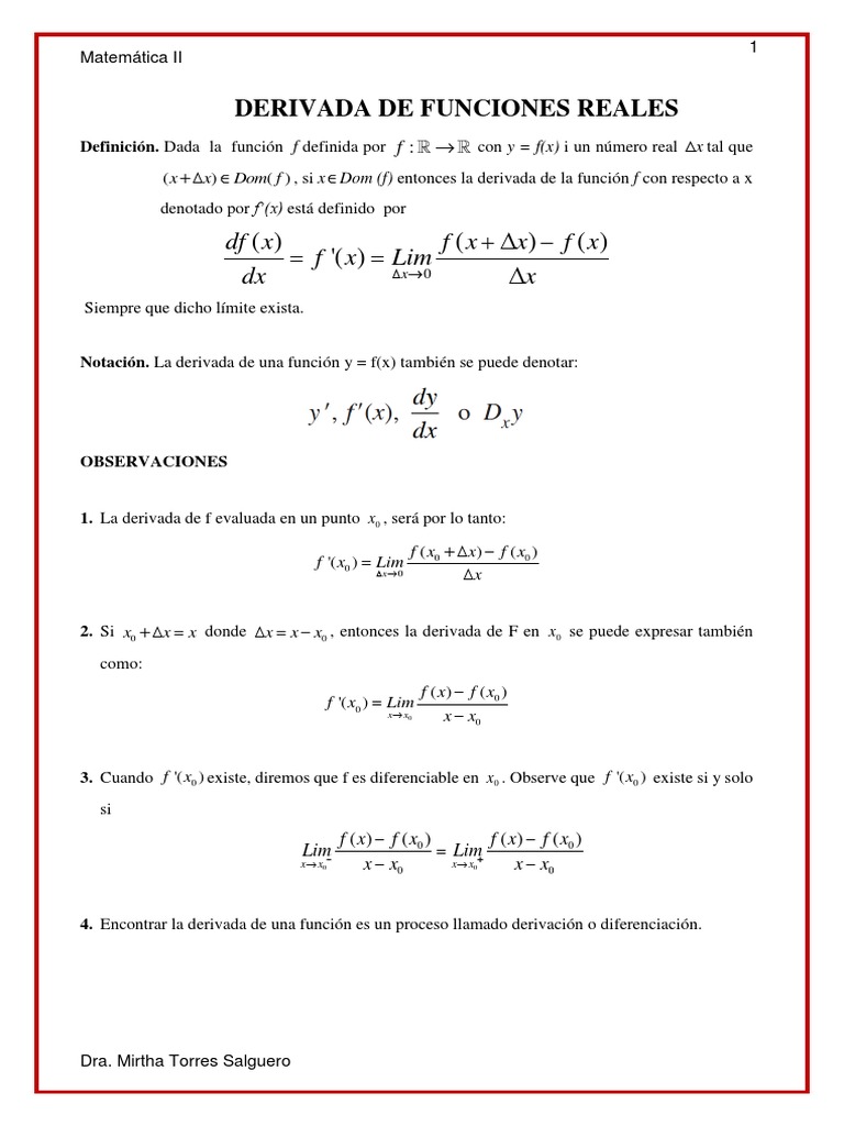 Derivada de Funcion Reales | PDF