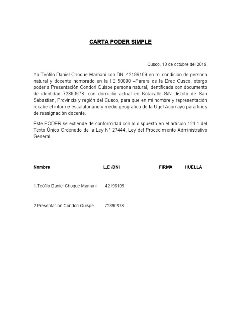 Carta Poder Simple | PDF