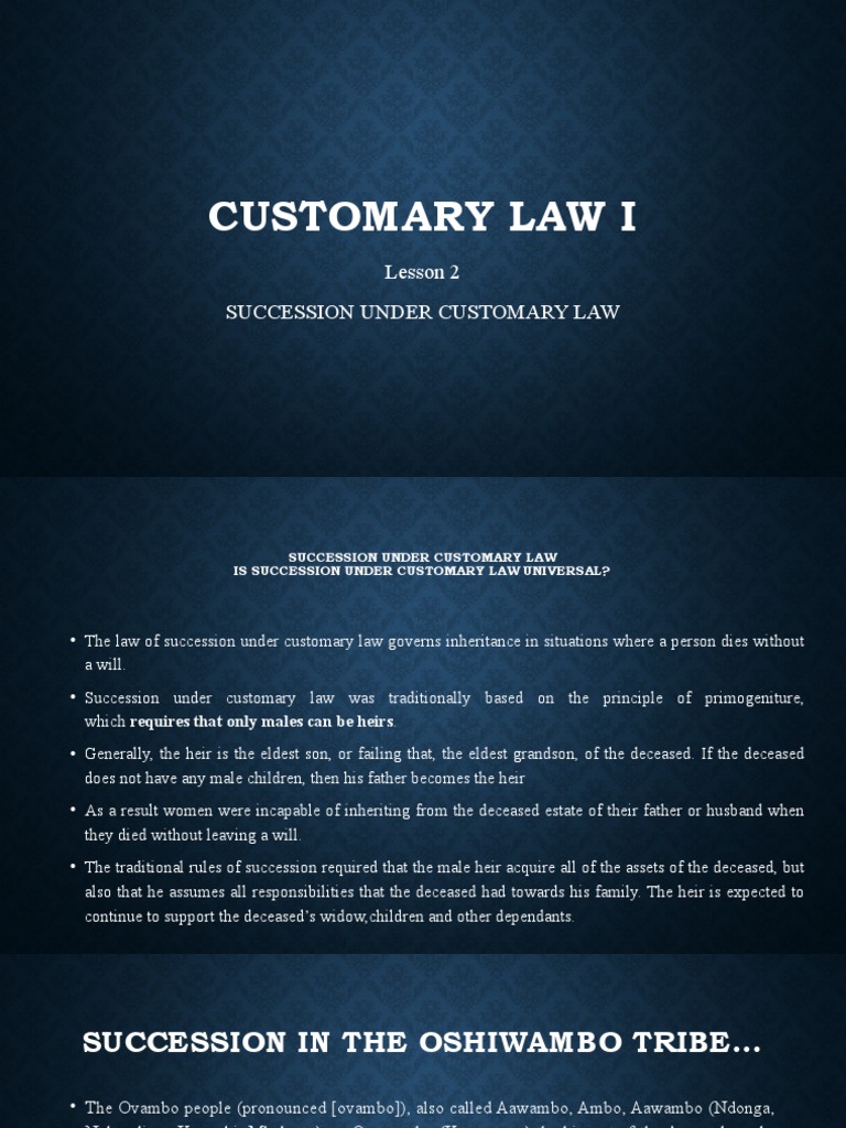 Lecture 2 - Inheritance Under Customary Law 2 | PDF | Social ... Lecture 2 - Inheritance Under Customary Law 2 | PDF | Social ...