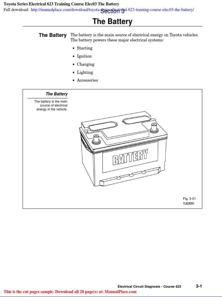 Toyota Series Electrical 623 Training Course Elec03 The Battery | PDF ...