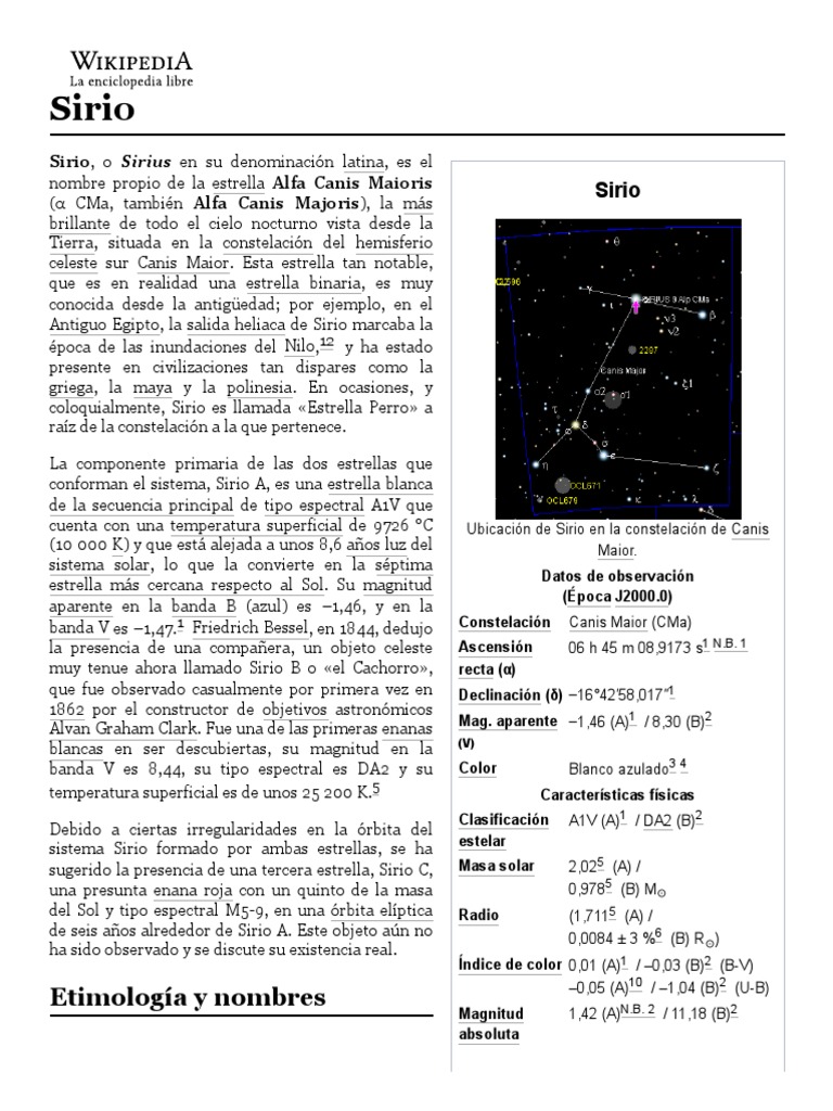 Sirio - Wikipedia, la enciclopedia libre | PDF