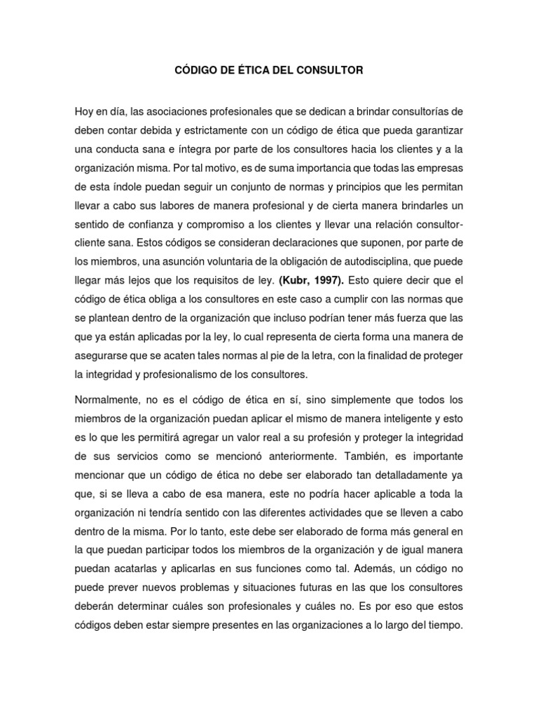 Código de Ética Del Consultor | PDF