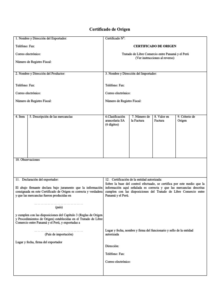 Certificado de Origen | PDF