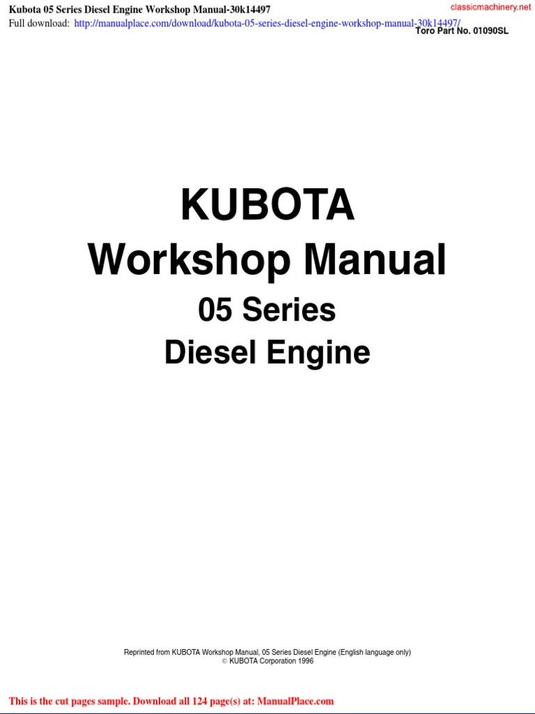 Kubota 05 Series Diesel Manual | PDF
