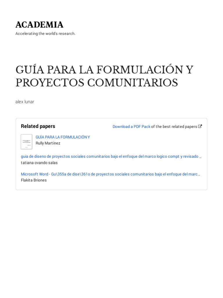 Guía para Proyectos Comunitarios | PDF | Planificación