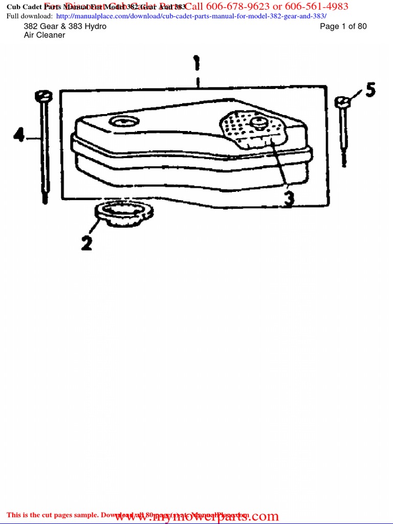 Cub Cadet Parts Manual For Model 382 Gear and 383 | PDF | Home & Garden