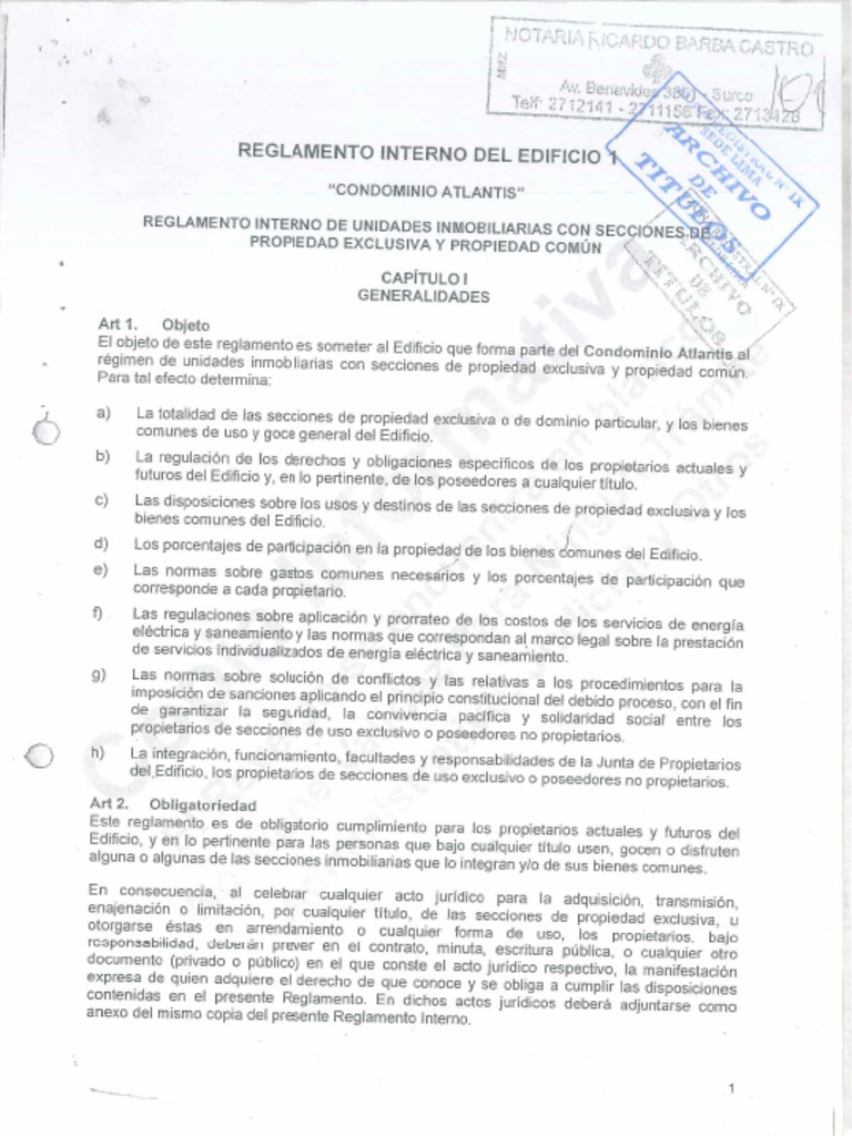 Edificio 1 Reglamento Interno 1 | PDF