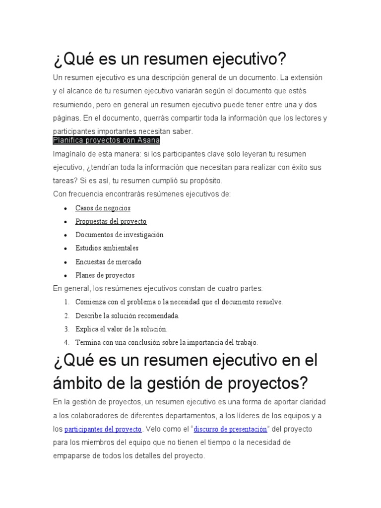 Qué es un resumen ejecutivo | PDF | Marketing