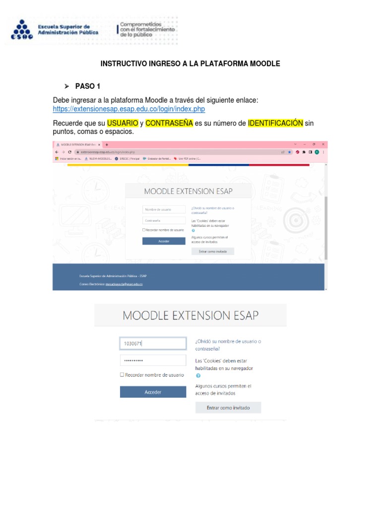 Instructivo Ingreso a La Plataforma Moodle | PDF