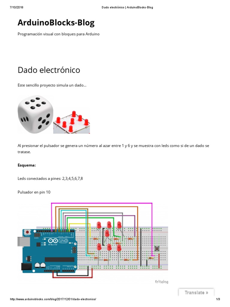 Dado Electrónico - ArduinoBlocks-Blog | PDF