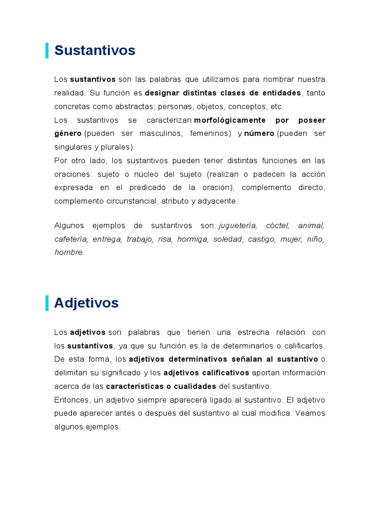 Sesión 03 - Sustantivo, Adjetivo, Verbo, Adverbio | PDF