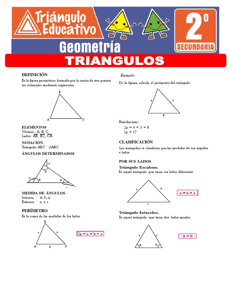 Triangulos para Segundo Grado de Secundaria | PDF | Triángulo | Objetos geométricos