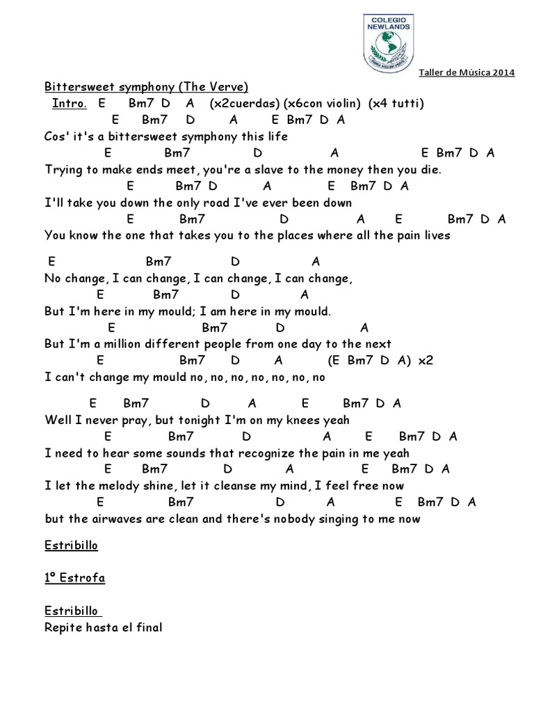 Bittersweet Symphony Lyrics & Chords | PDF | Poetry