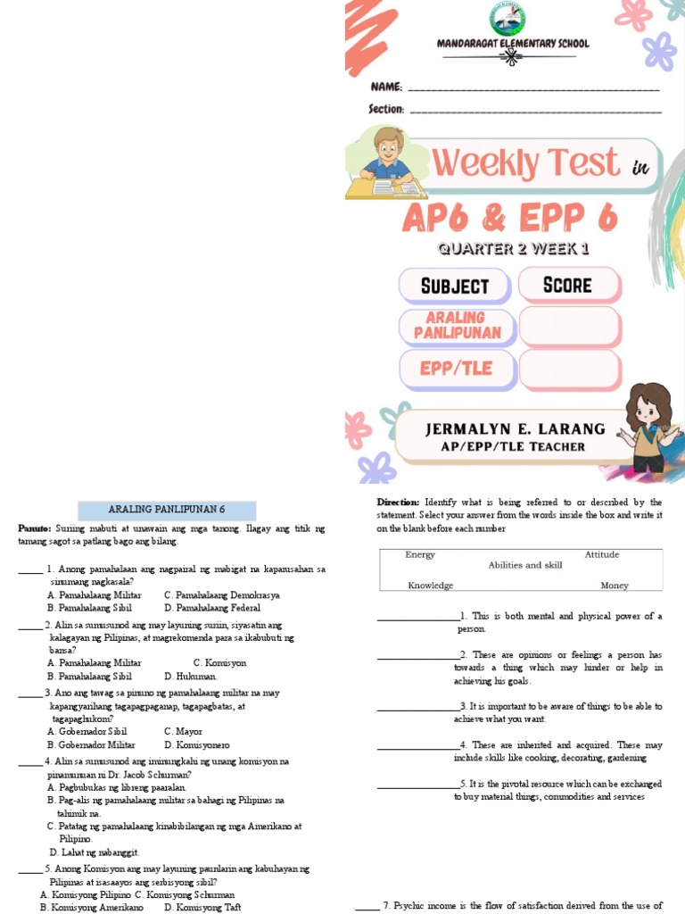 2nd Quarter Week 1 | PDF