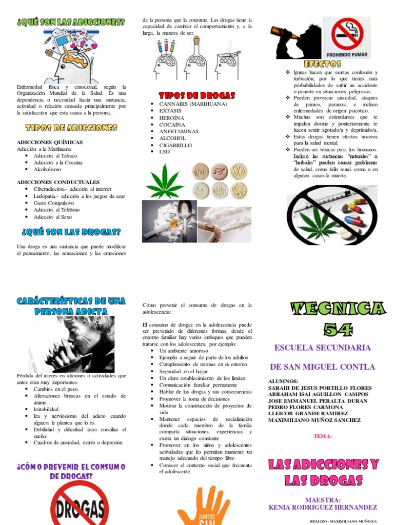 Triptico Adicciones | PDF | Drogas | La dependencia de sustancias