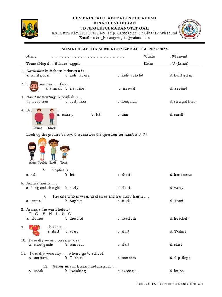 Pas Bahasa Inggris Semester 2 Kelas 5 | PDF