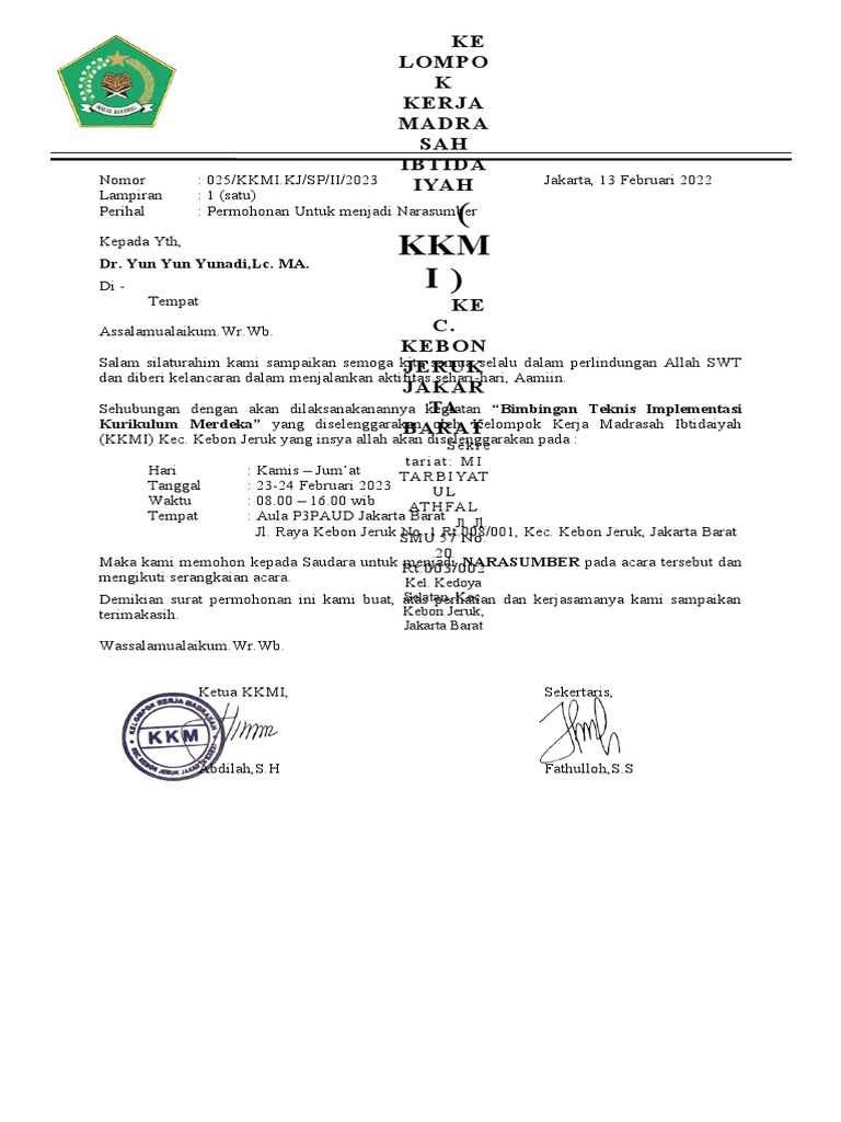 Permohonan Menjadi Narsum Kurmer | PDF