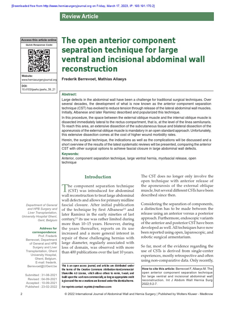Anterior Component Separation | PDF