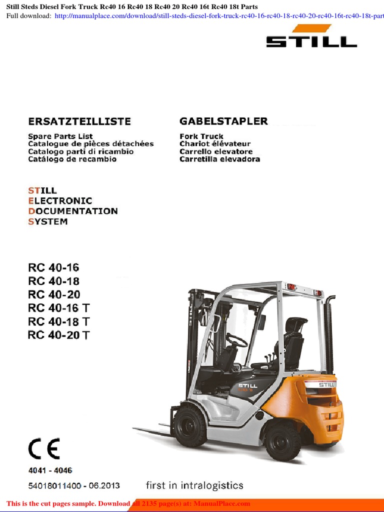 Still Steds RC40 Fork Truck Parts Guide | PDF | Forklift | Engines