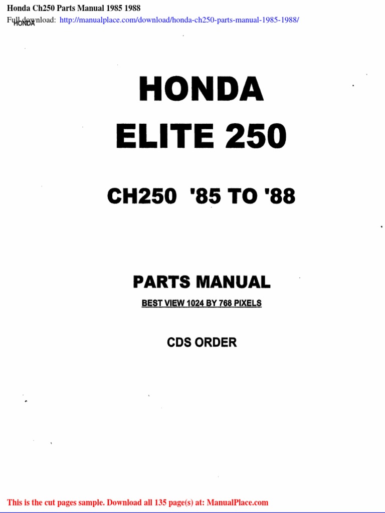 Honda Ch250 Parts Manual 1985 1988 | PDF