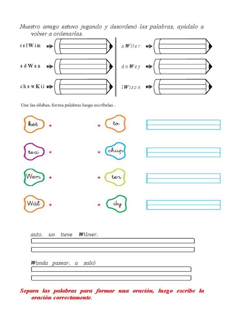 Silabas Wa We W I Wo Wu | PDF