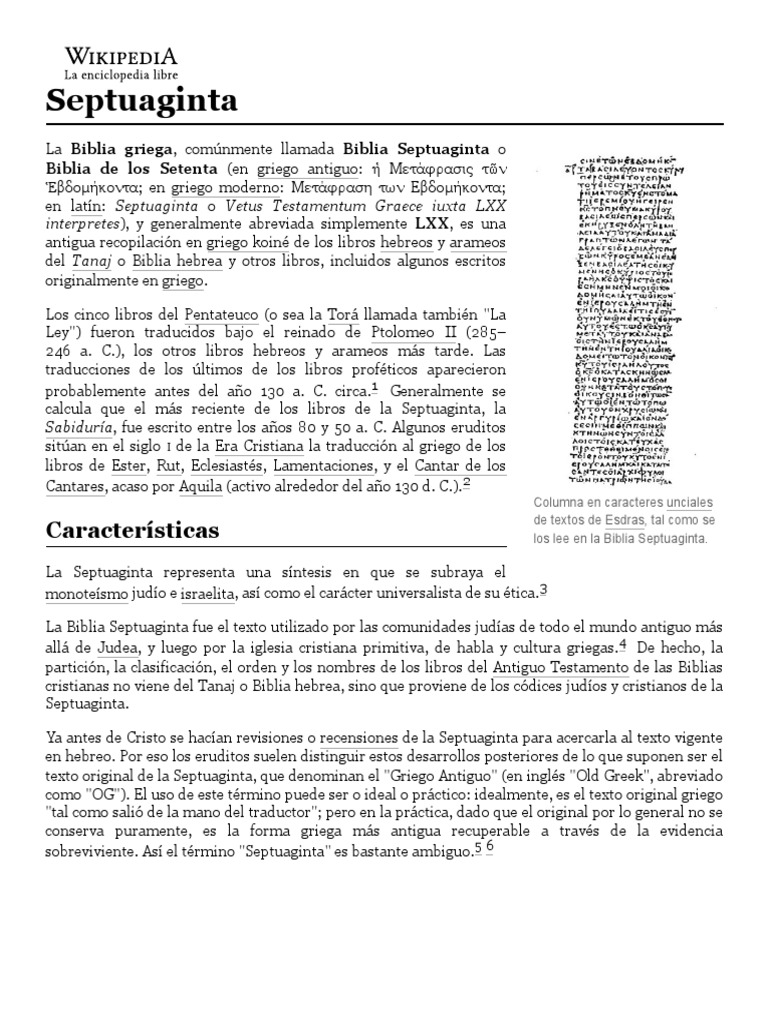 Historia y Traducción de la Septuaginta | PDF | Septuaginta | Biblia