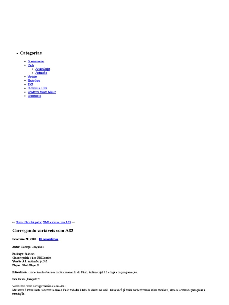 Carregando e acessando variáveis externas com ActionScript 3 | PDF | Arquivo de texto | Dados