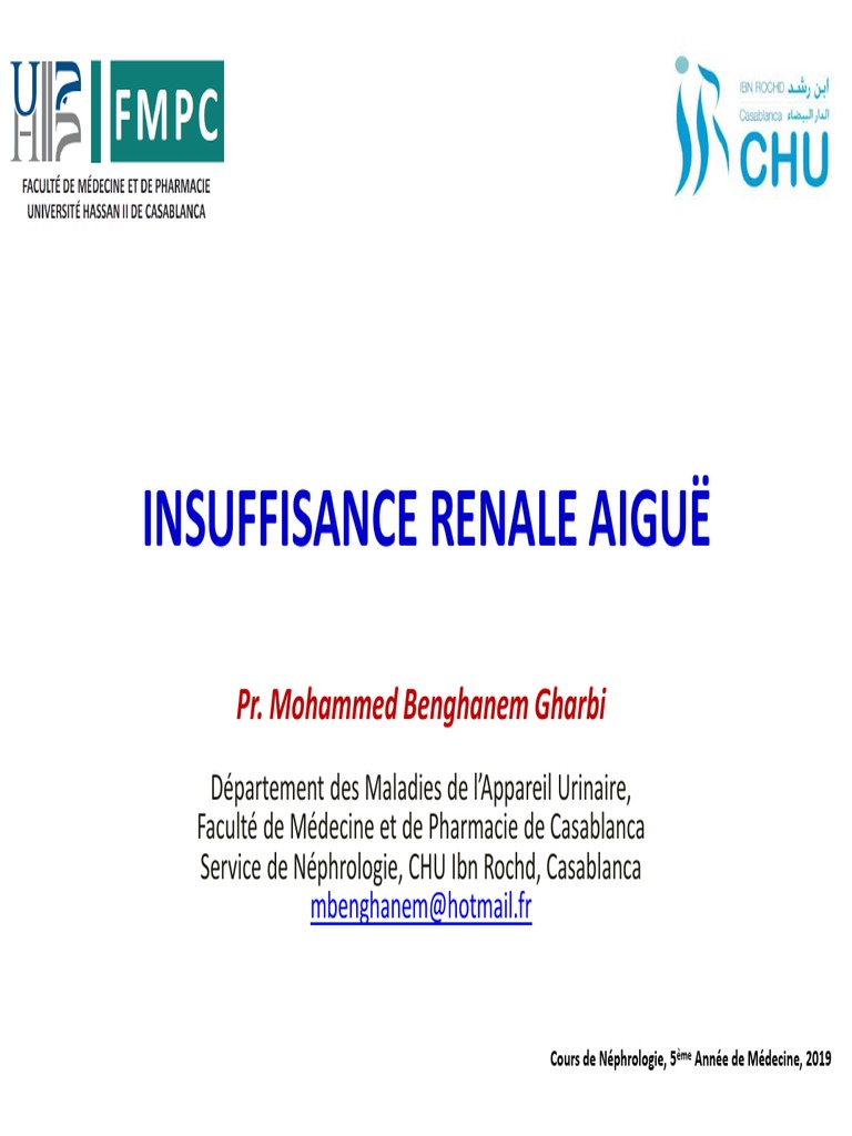 Insuffisance Rénale Aiguë : Diagnostic et Traitement | PDF