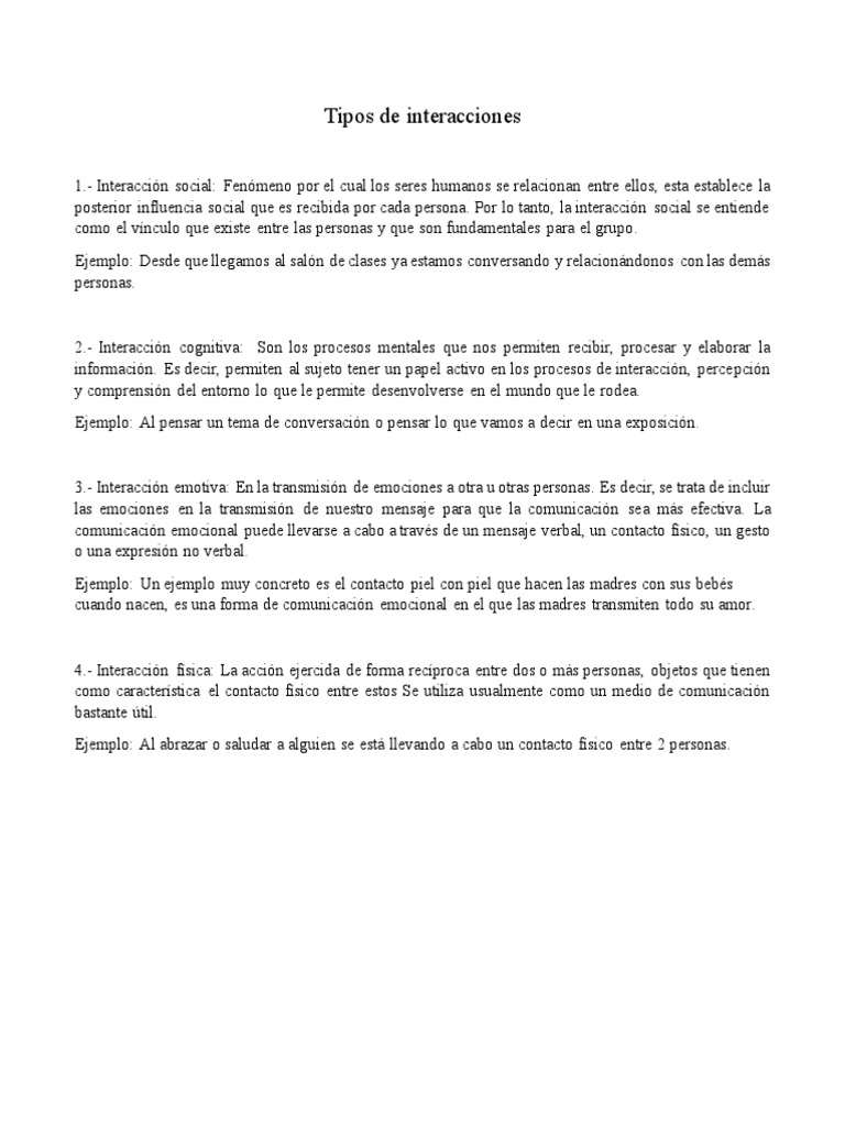 Tipos de Interacciones | PDF
