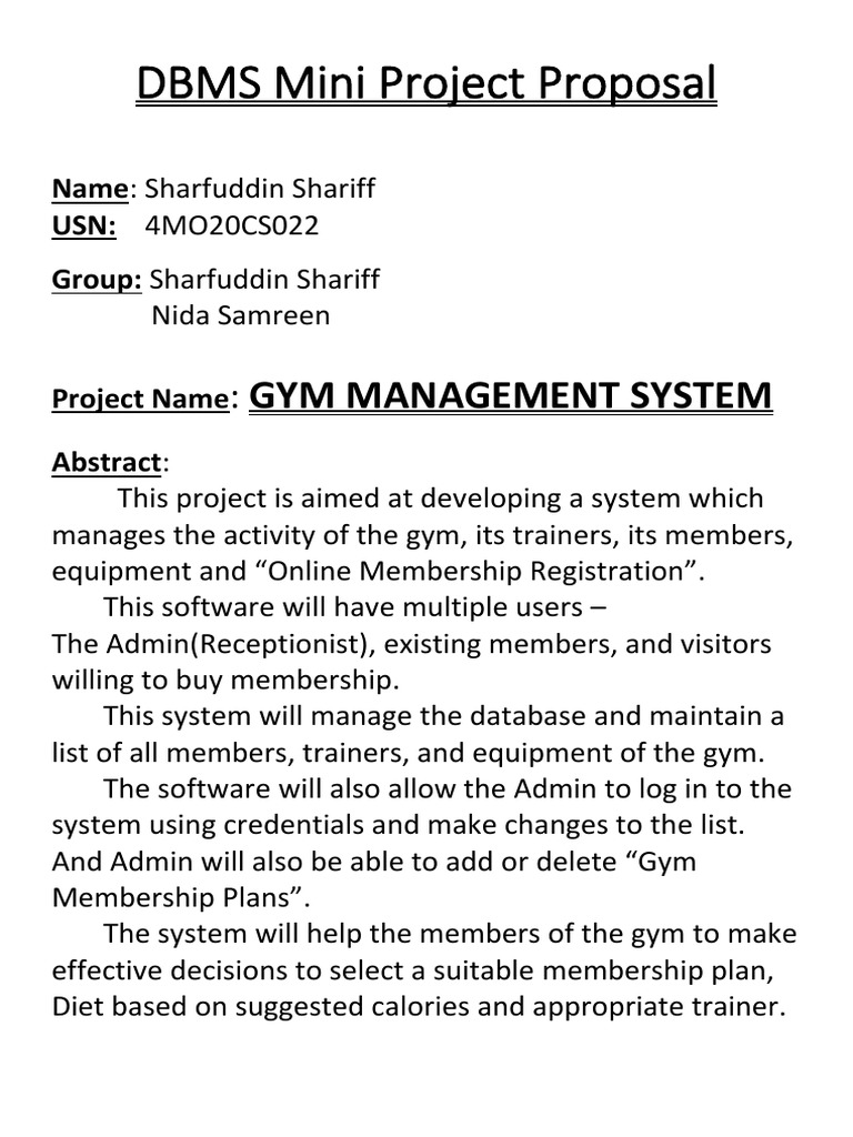 DBMS Mini Project Proposal 1 | PDF