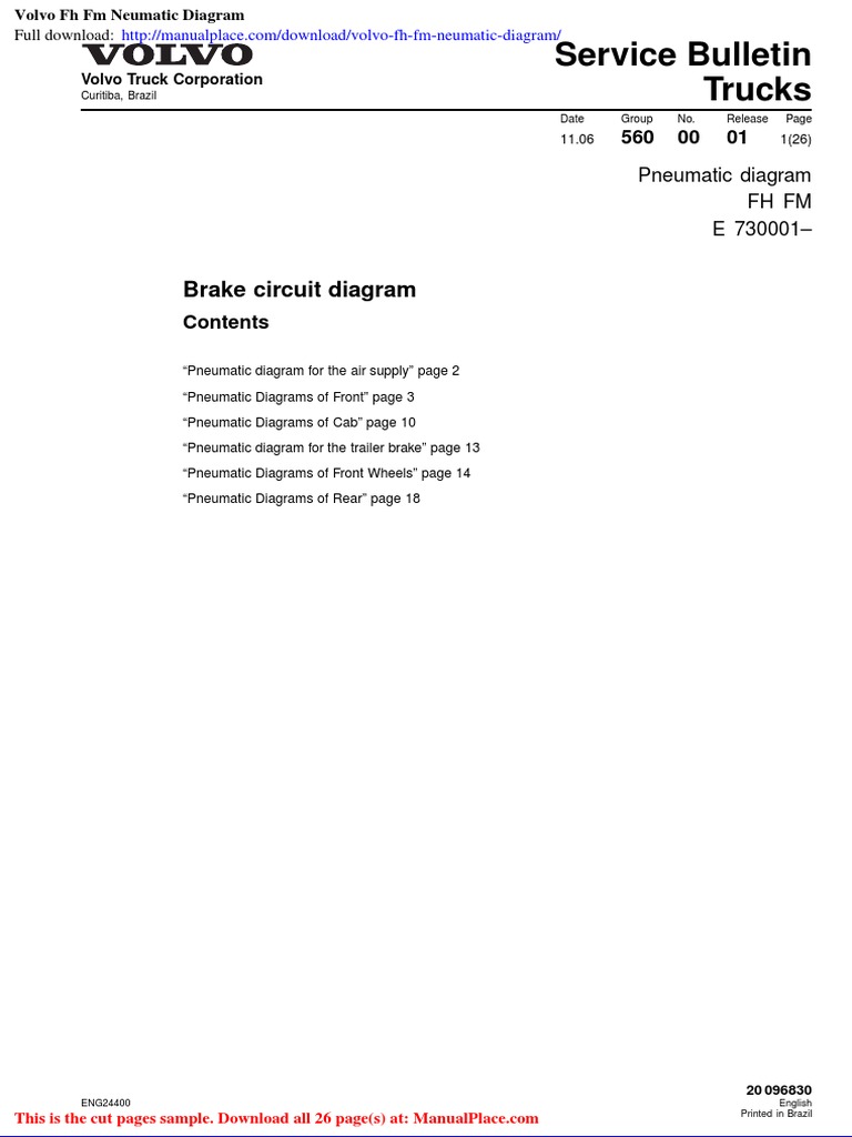 Volvo FH/FM Pneumatic Diagrams Guide | PDF